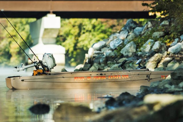 Wavewalk 700 with an outboard gas motor, and with an electric trolling ...