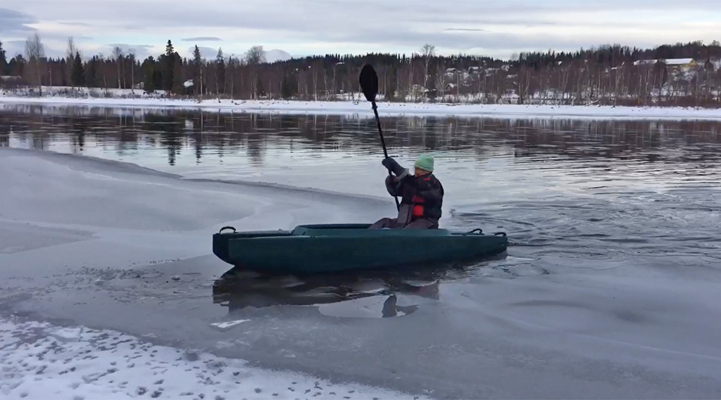 Ice kayaking on Indalsälven river – Wavewalk® Fishing Kayaks and Boats