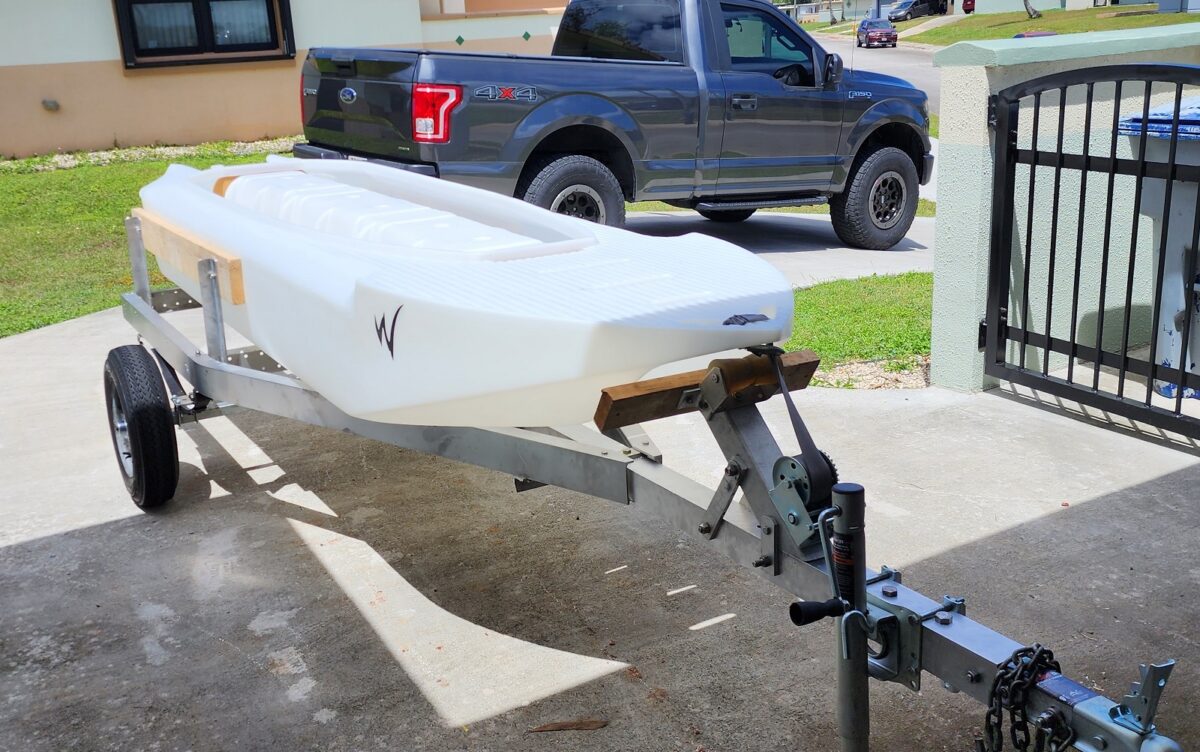 DIY trailer for S4 microskiff – Guam front view – STABLE KAYAKS AND ...